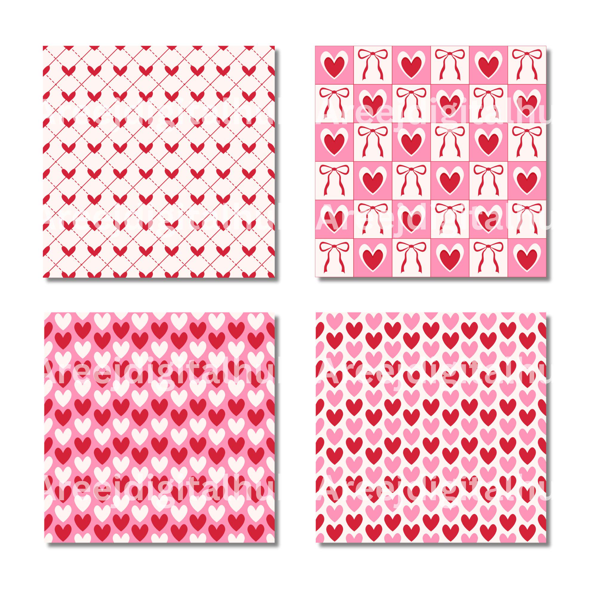 Red and Pink Valentine Digital Papers Scrapbook Papers Coquette Bow ...