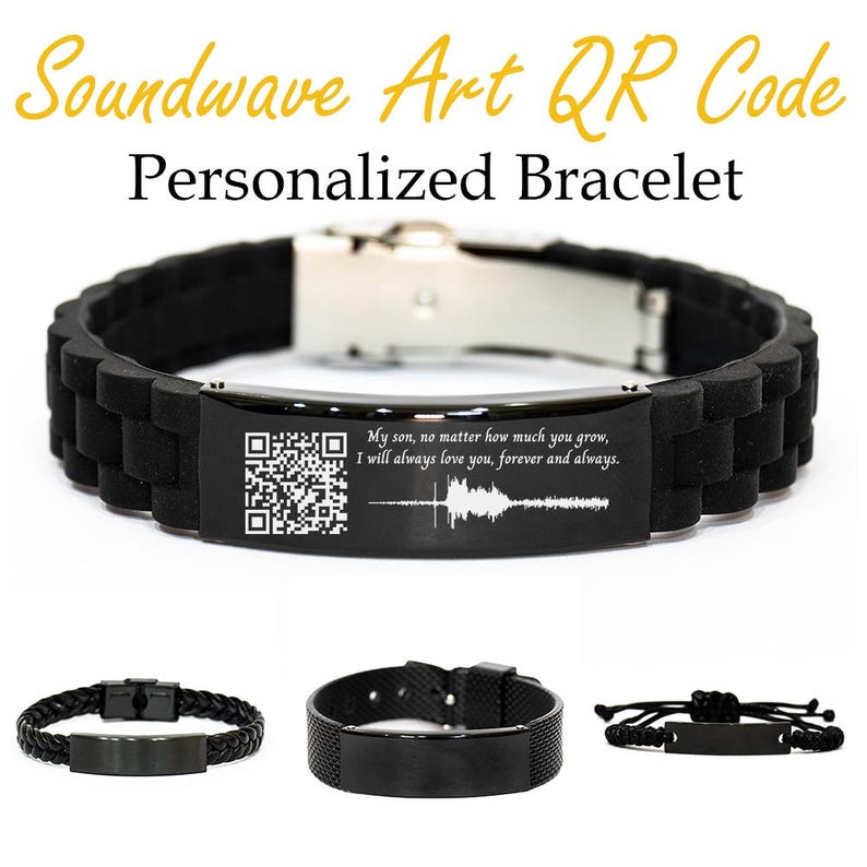 Soundwave Art QR Code Bracelet, Custom Soundwave Jewelry, Personalized ...