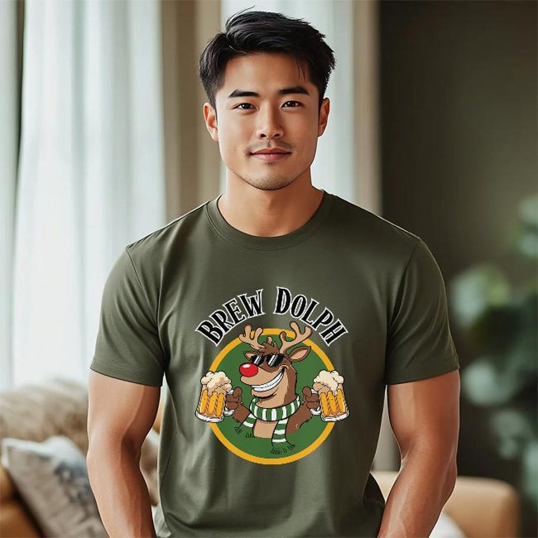 Brew Dolph Beer Reindeer Shirt | Funny Holiday Drinking Tee | Bella ...