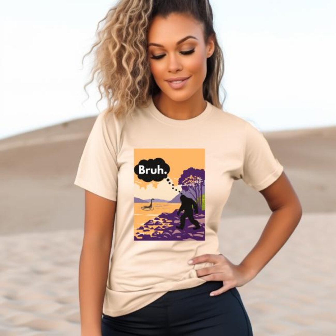 Bruh Bigfoot Meets Nessie Cryptid Tee | Sasquatch Loch Ness Monster ...