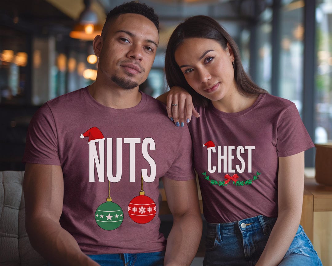 Chest Nuts Couple Shirts | Funny Christmas Matching Tees | Holiday Pun ...
