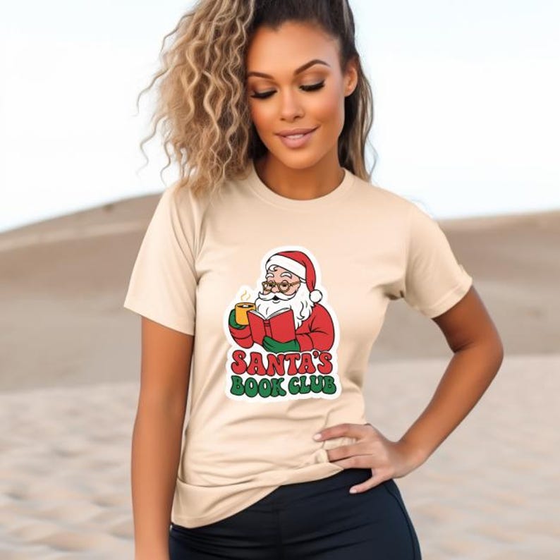 Retro Santa's Book Club T-shirt | Holiday Bookworm Gift - Etsy
