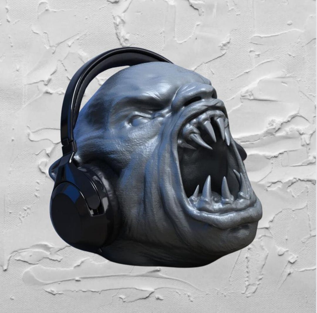 Fierce Orc Head Headset Stand - 3D Printed Fantasy Sculpture, Unique ...
