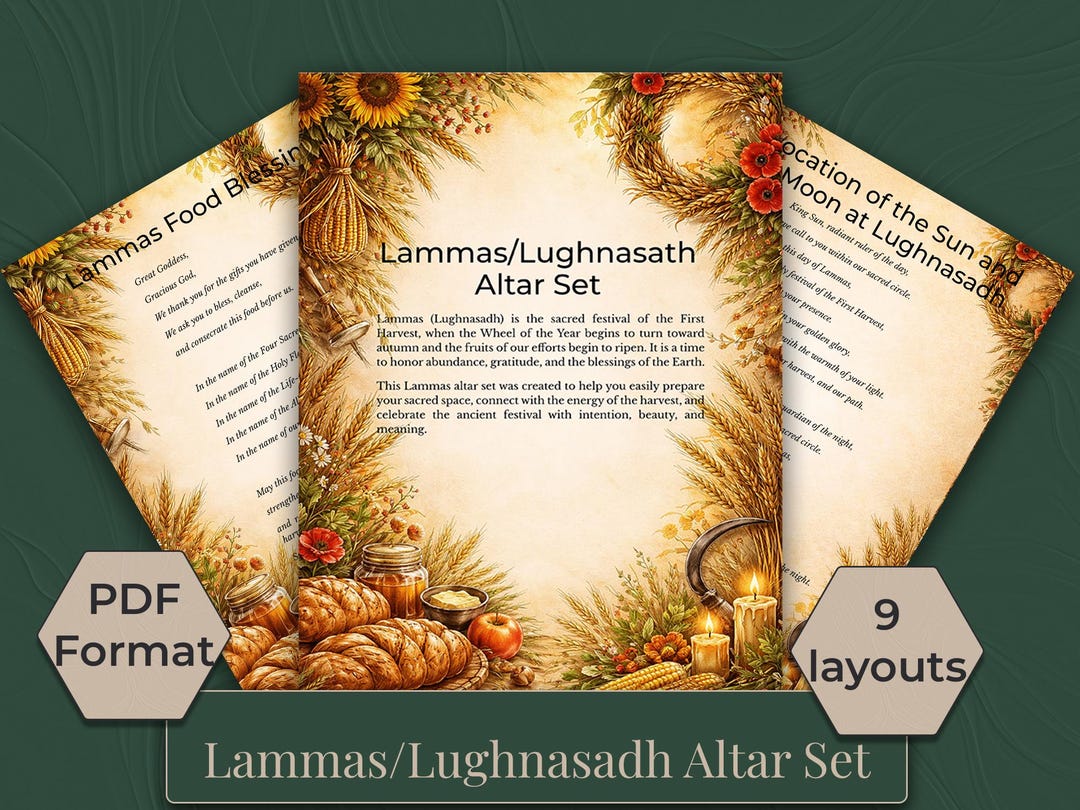 Lammas Altar Set – Lughnasadh Harvest Ritual Cards (digital Download ...
