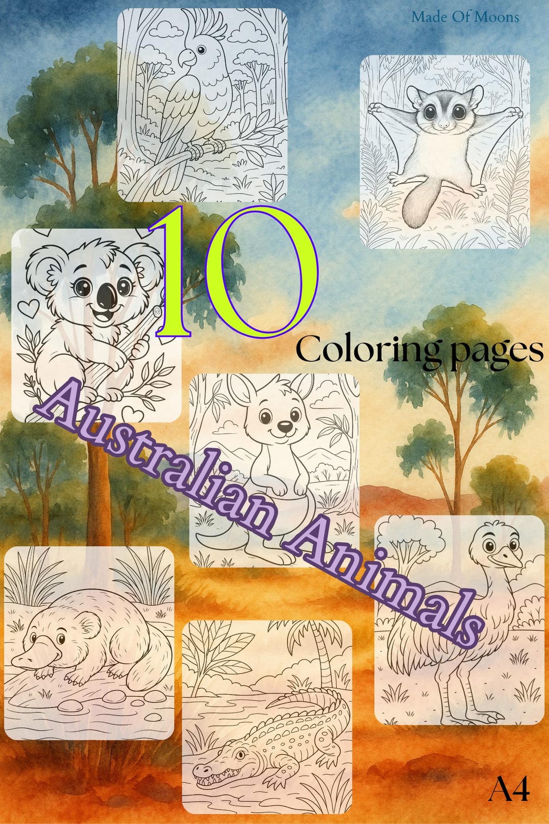 10 Australian Animals Coloring Pages – Printable A4 Kids Coloring Pack ...