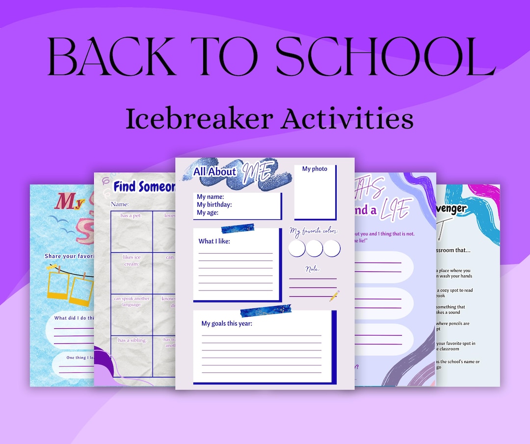 Back to School Ice Breaker Worksheets Pack – First Week Activities for ...