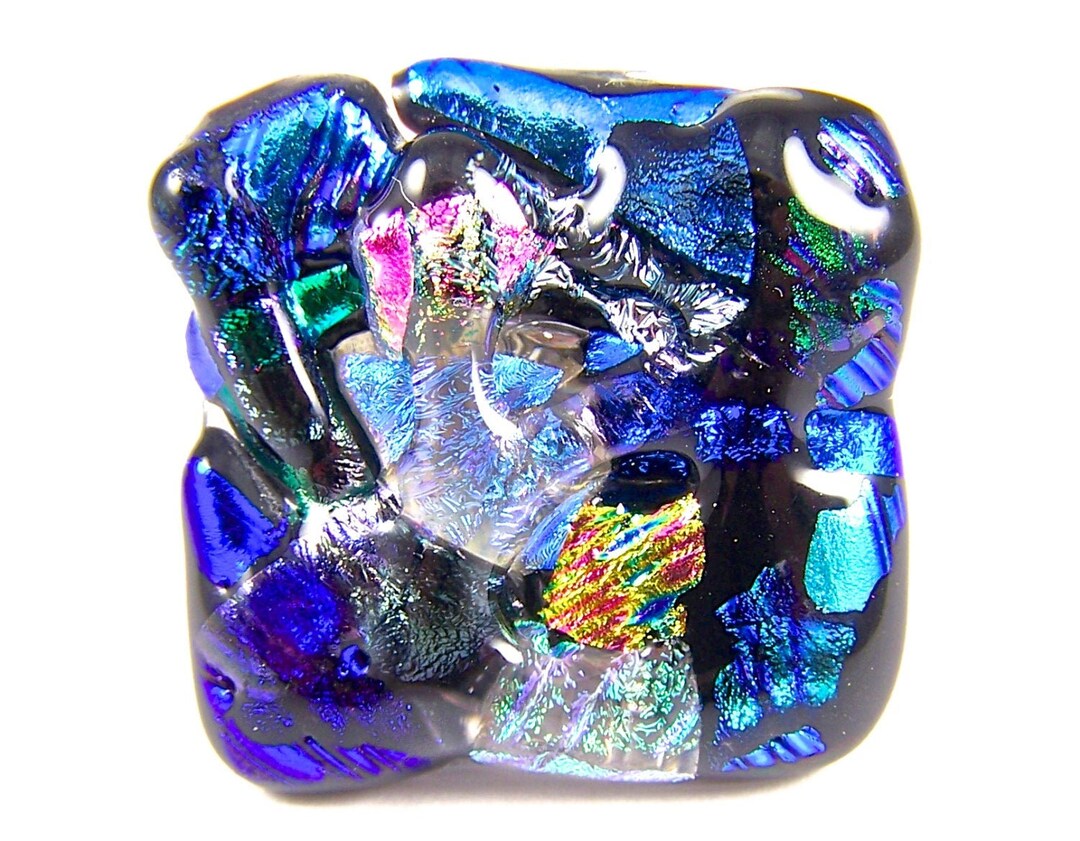 Dichroic Glass Knob - Drawer Pull Cabinet Handle - Mosaic 1" / 25mm - Turquoise Blue Green Pink ...