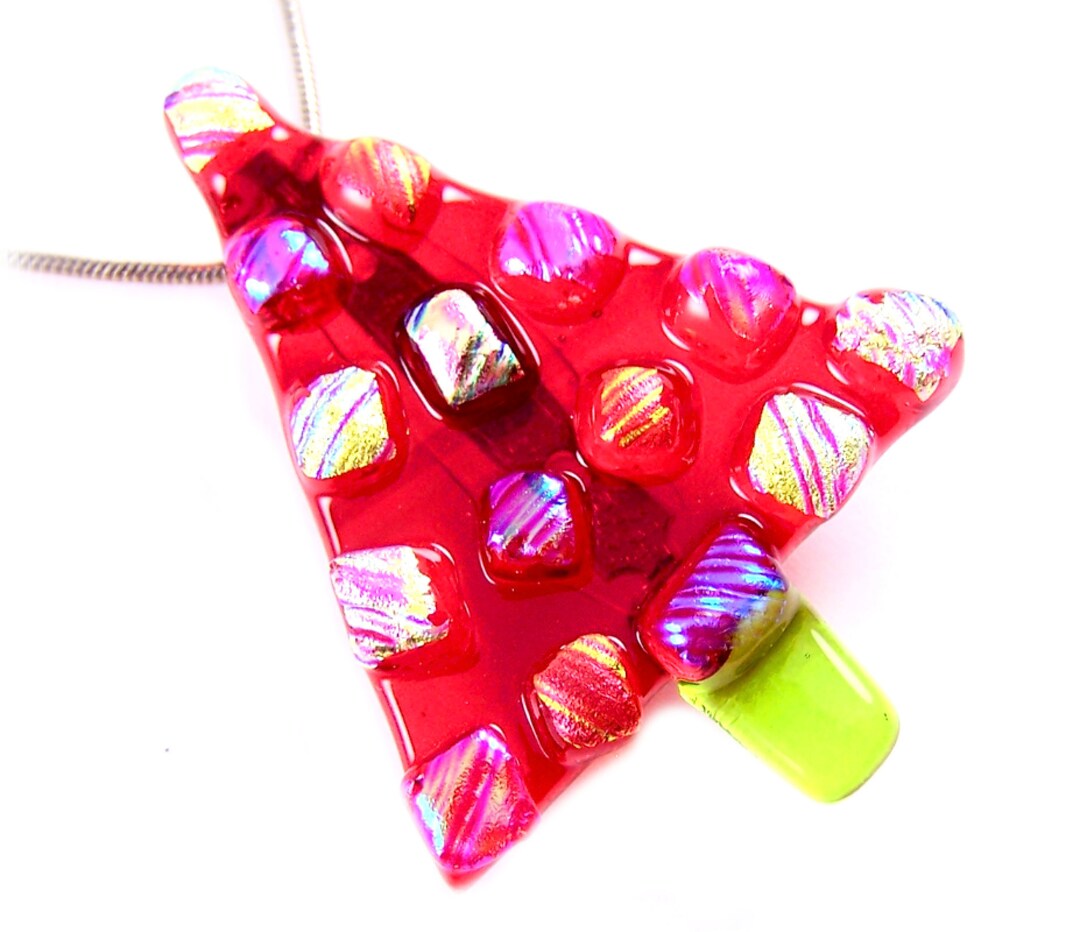 Dichroic Glass Christmas Tree Clear Ruby Red Scarlet Transparent Clear ...
