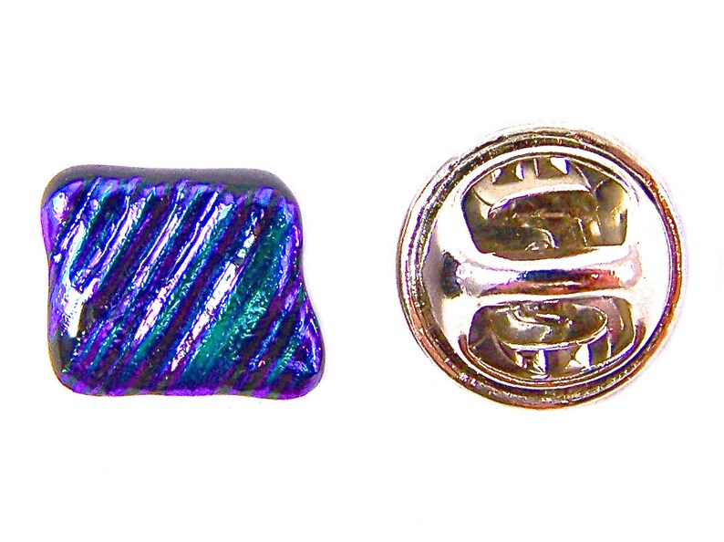 Tiny Tie Tack Flair Pin Dichroic Fused Glass - Green Blue Purple Reed ...