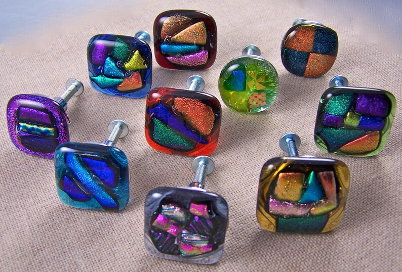 Dichroic Glass Knob Abstract Mosaic Stained Glass Cabinet - Etsy