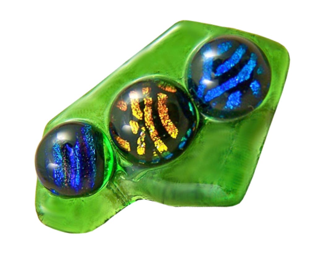 Dichroic Glass Pin Green Gold Blue Striped Patterned Dichro Recycled ...