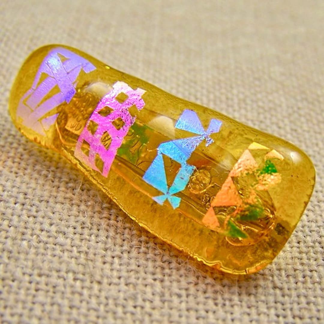 Dichroic Glass Pin - Small 15mm X 40mm Amber Stained Glass Fused With ...
