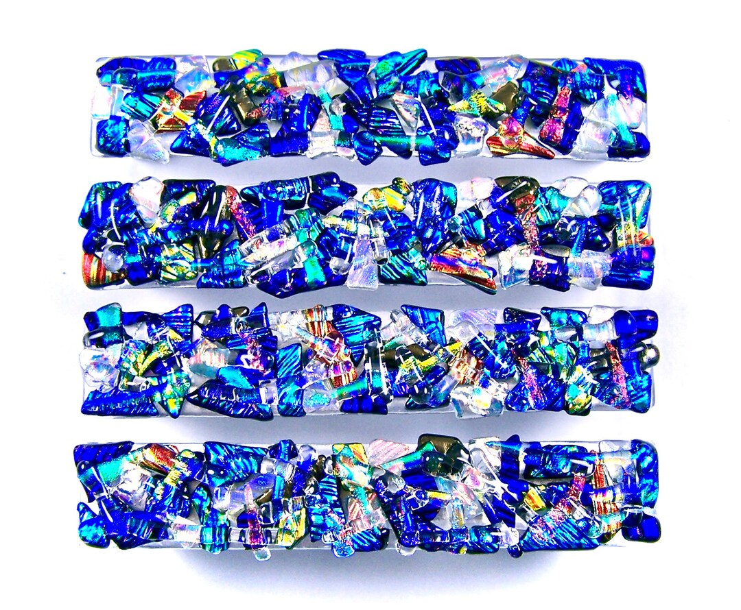 Dichroic Knobs and Drawer Pull Handle - Abstract Mosaic Stained Glass ...