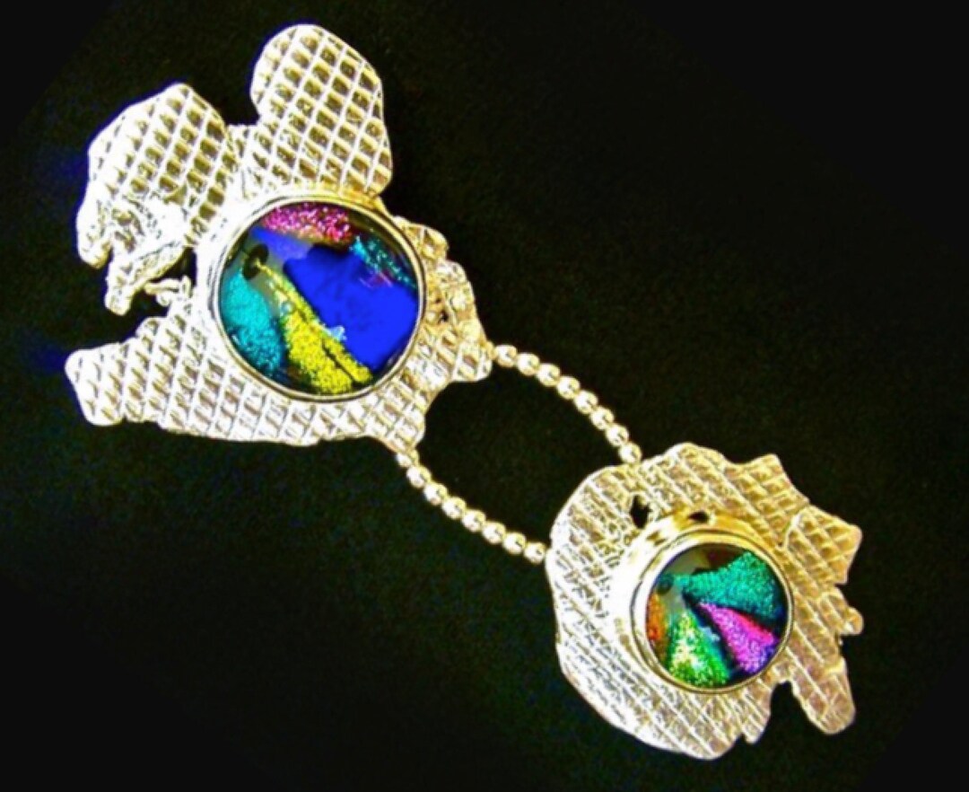 Dichroic Glass Pendant AND Pin Sterling Silver Wearable Art Abstract ...