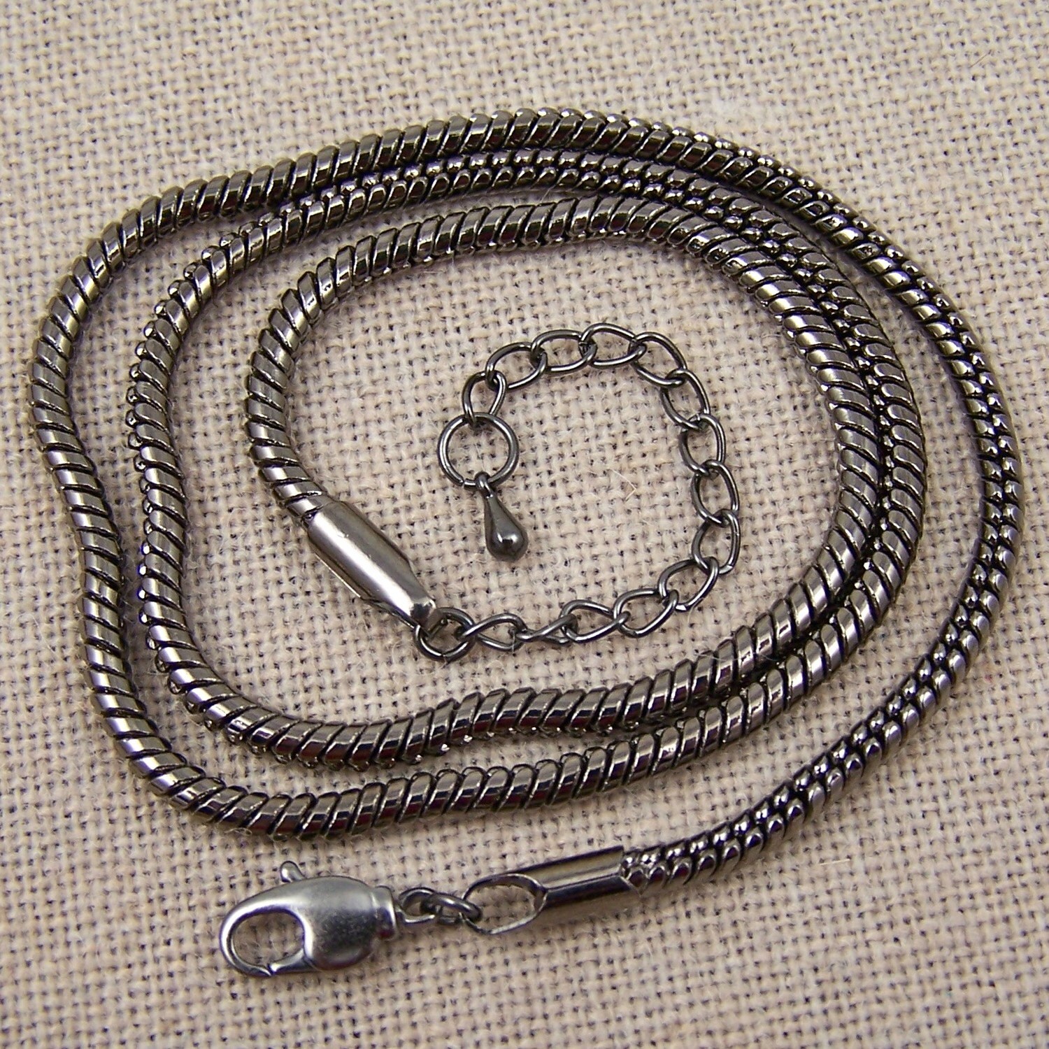 Calypso Snake Chain - Gunmetal Black Silver - Adjustable 19 20 21 Inch ...