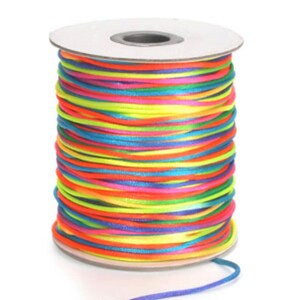 Cord - 1 Yard / 36" - Rainbow Bright Satin - Pink Blue Yellow Green ...