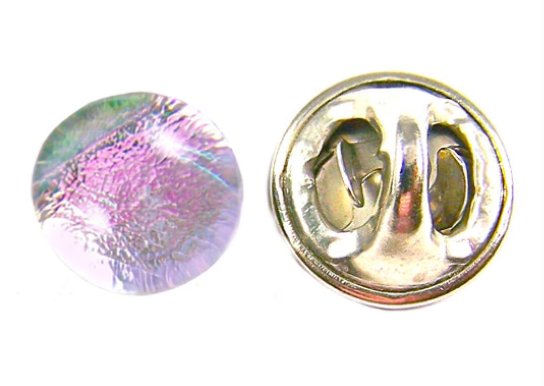 Dichroic Glass Tie Tack Pinch Pin or Suspenders Flair Clear Pink Pastel ...