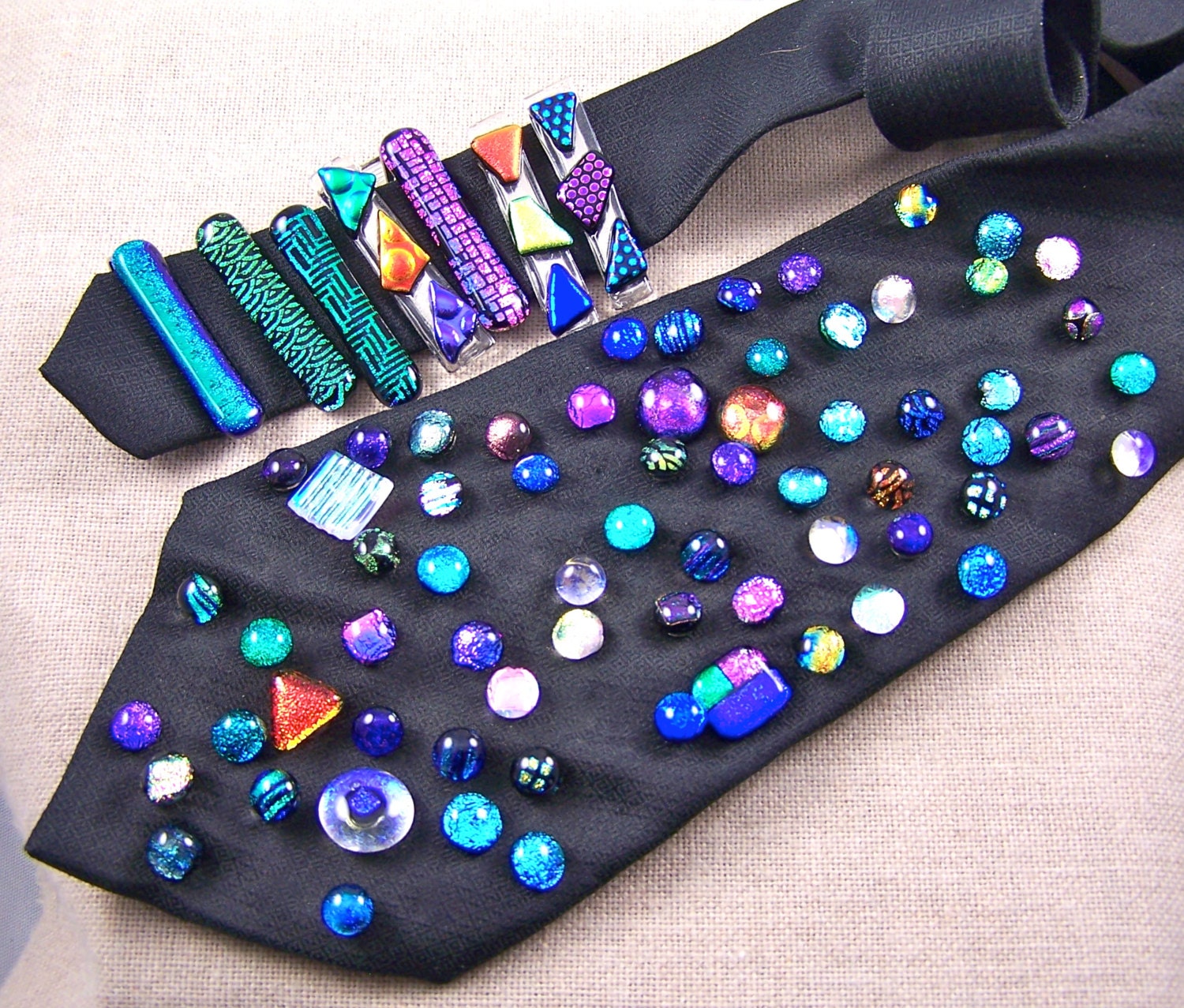 Tie Tack Dichroic Fused Glass 1/2 Blue Ice Clear - Etsy