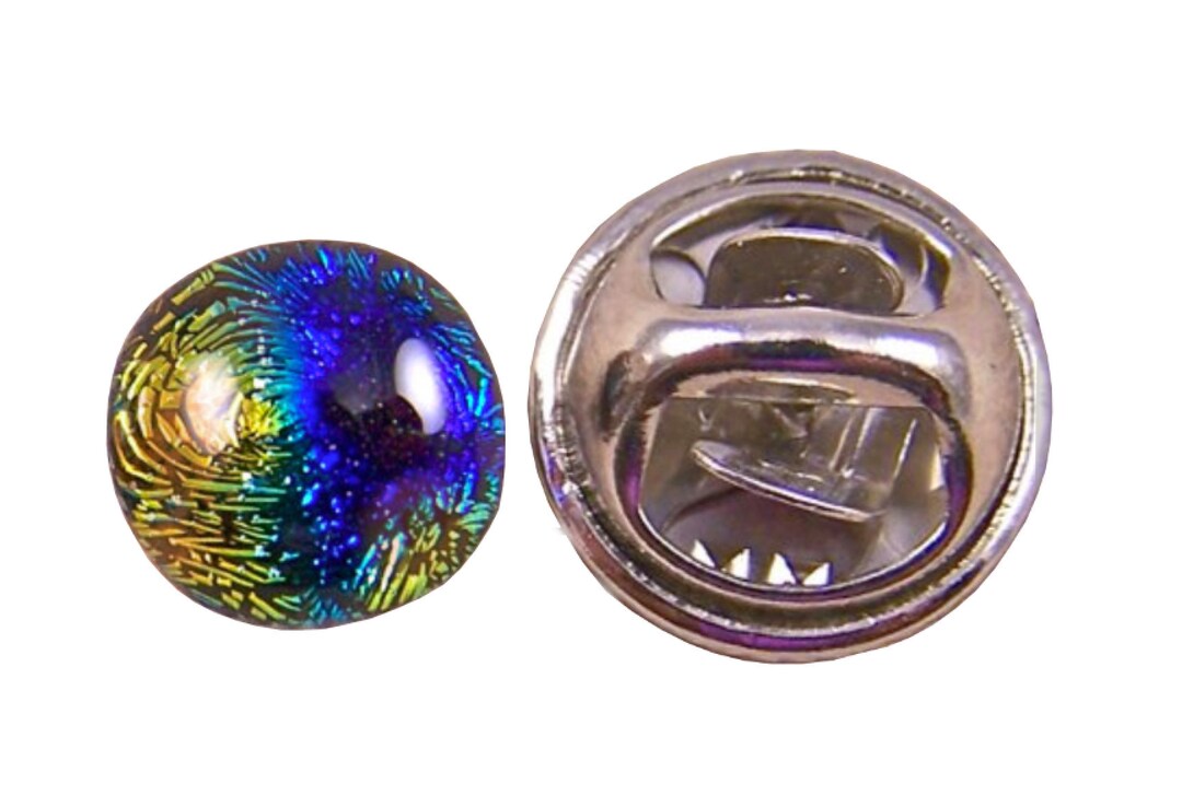 Dichroic Glass Tiny Tie Tack - Blue Cobalt Gold Orange Copper Rainbow ...