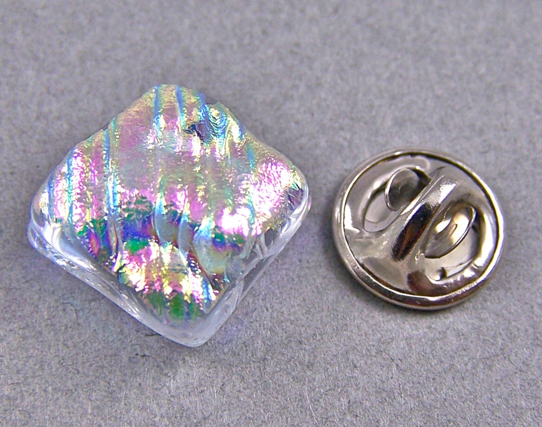 Dichroic Glass Tie Tack Flair Pin / Pet Cremation Jewelry - Clear Opal ...