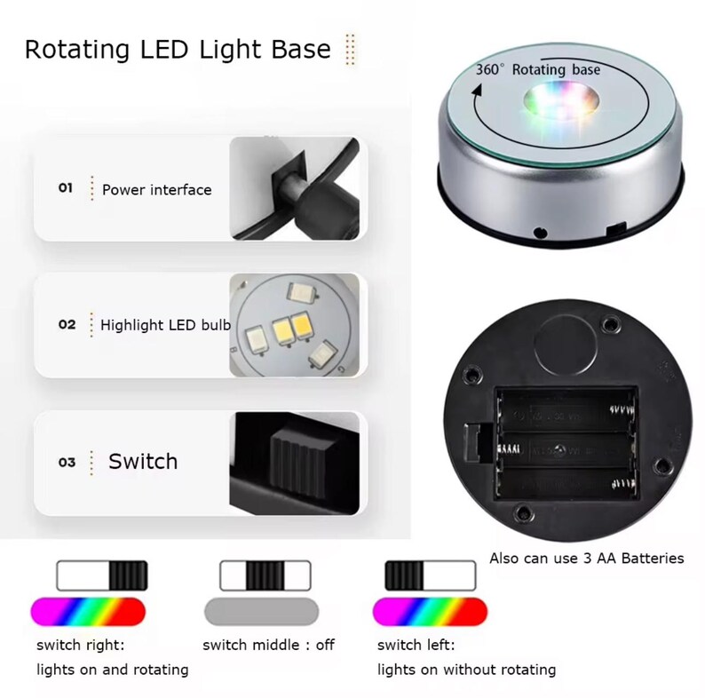 LED Rotating Display Stand With Color Changing Lights - Etsy
