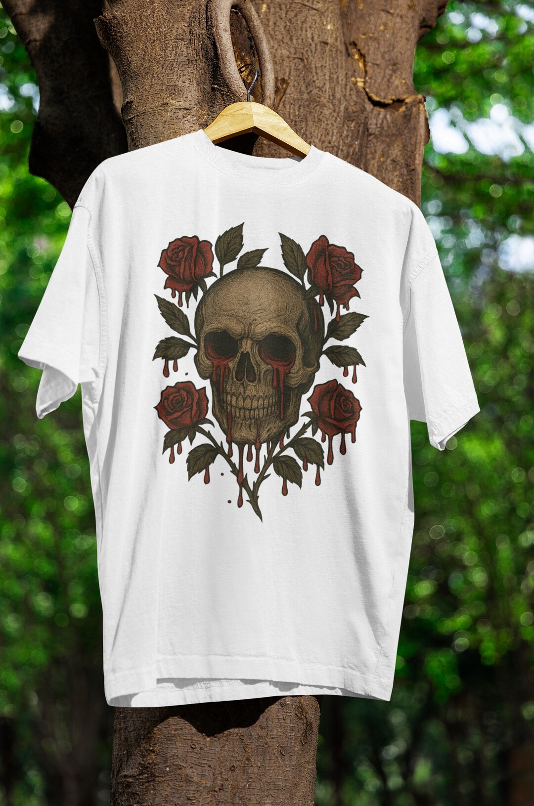 Bleeding Skull and Roses T-shirt – Gothic Horror Dark Art - Etsy