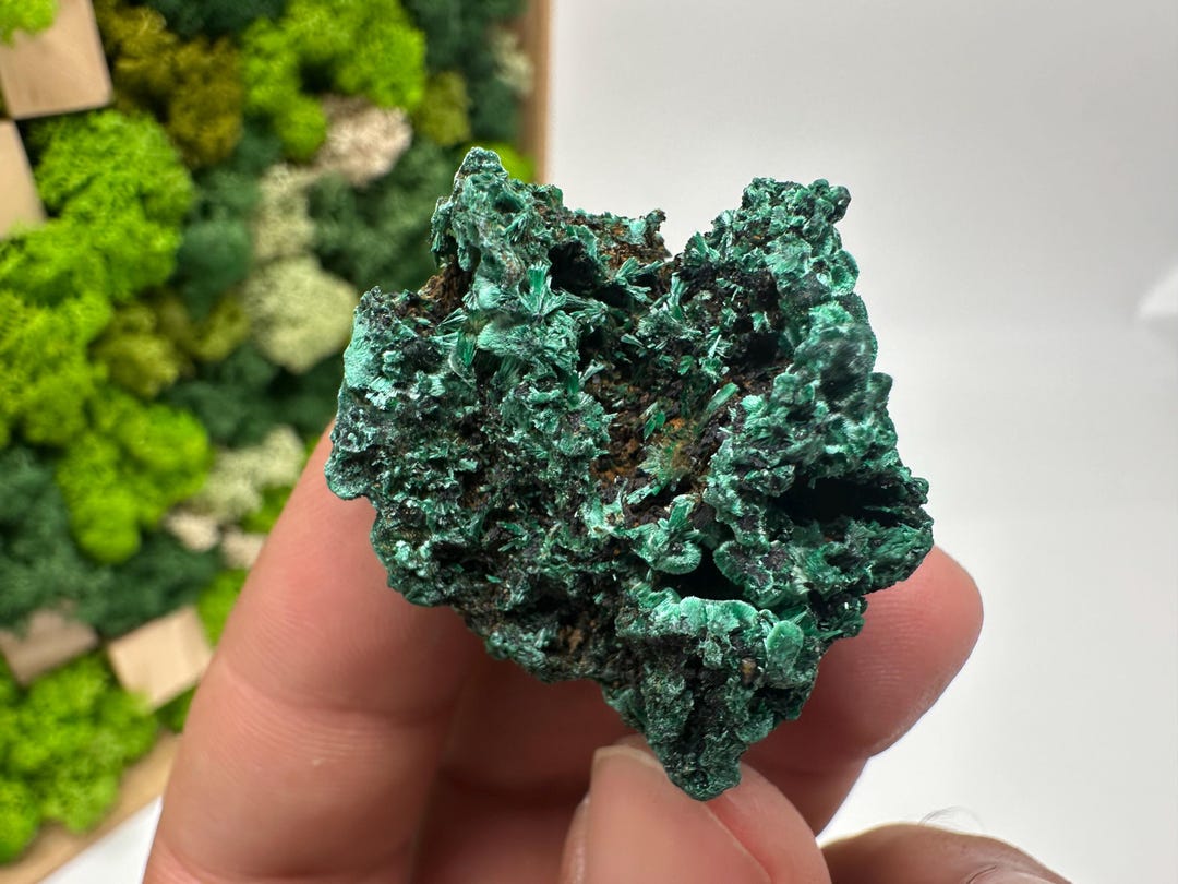 Fibrous Malachite Crystal: Congo Mineral Specimen, Green Chakra Stone ...