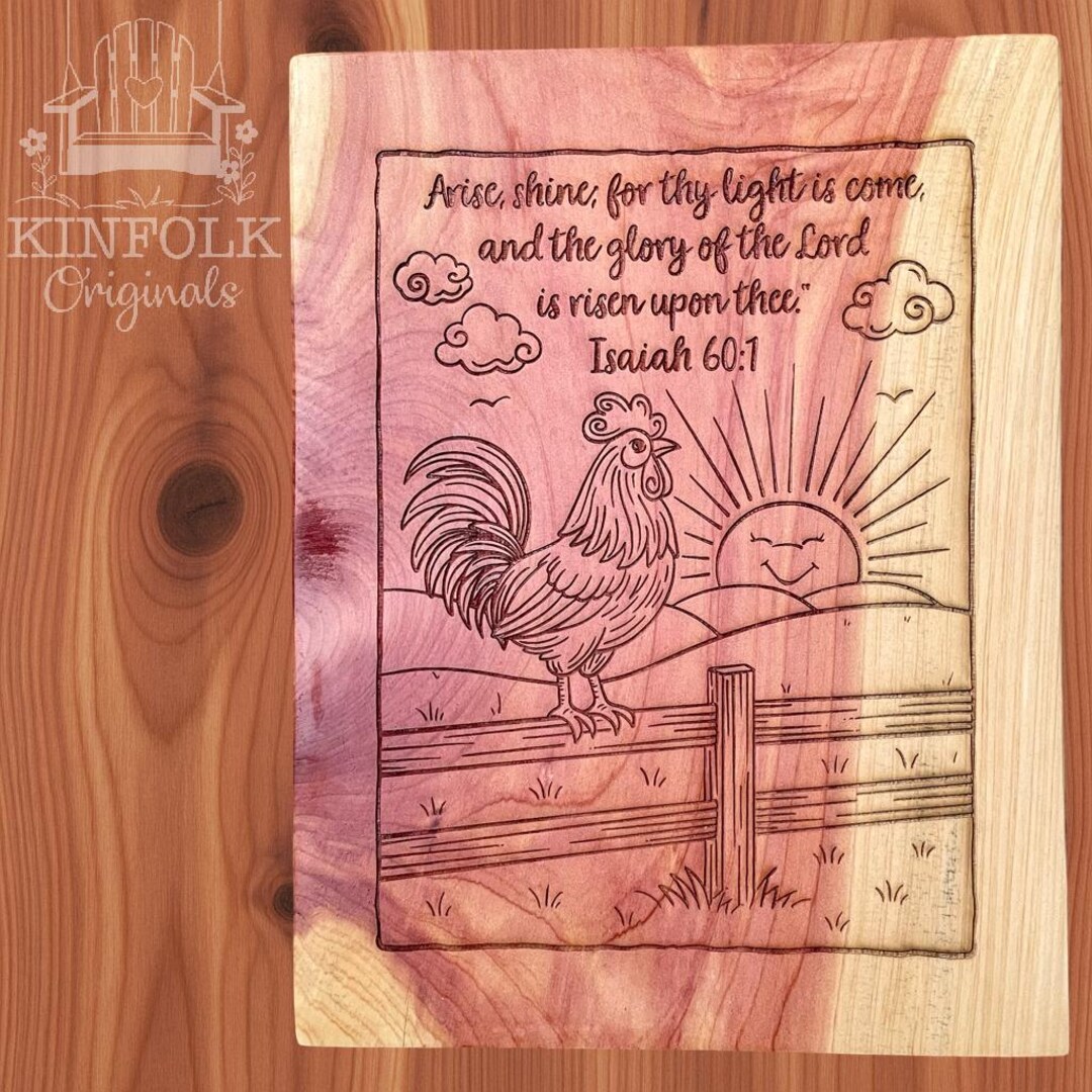 Inspirational Rooster Cedar Wood Plaque With Bible Verse Isaiah 60:1 ...