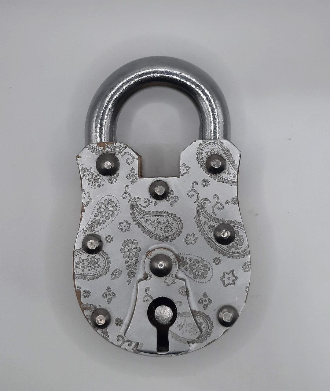 Laser Engraved Paisley Padlock: Handmade Steampunk 5-lever Lock With ...