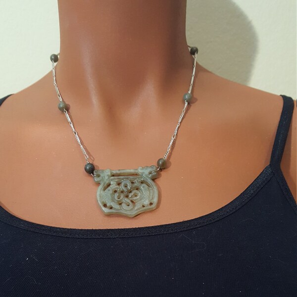 Carved Jade Pendant - Etsy
