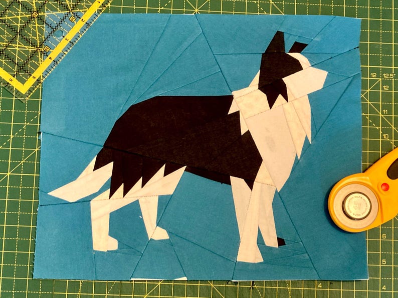 Border Collie Quilt Block Pattern: FPP PDF (10x12 Inch) - Etsy