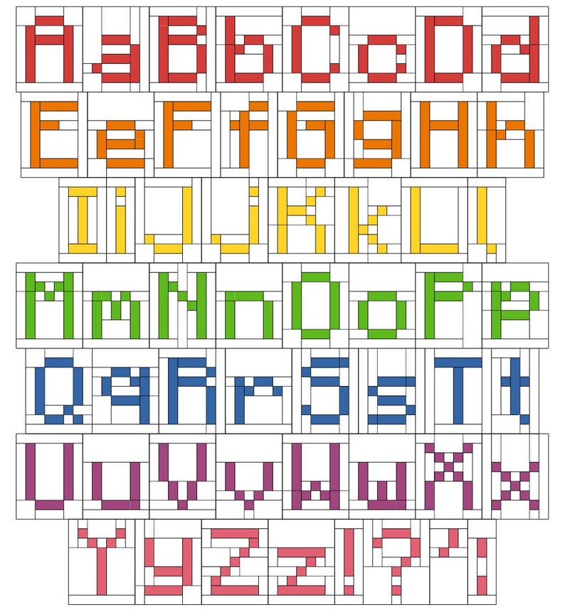 Pixel Retro Alphabet, Upper & Lower Case / FPP Pattern Scrap Buster ...