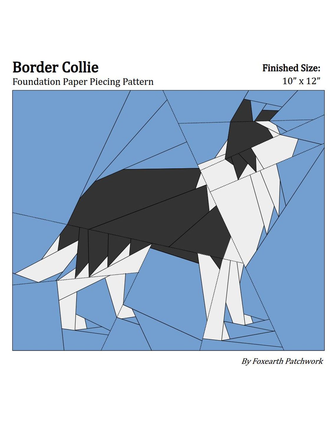 Border Collie Quilt Block Pattern: FPP PDF (10x12 Inch) - Etsy