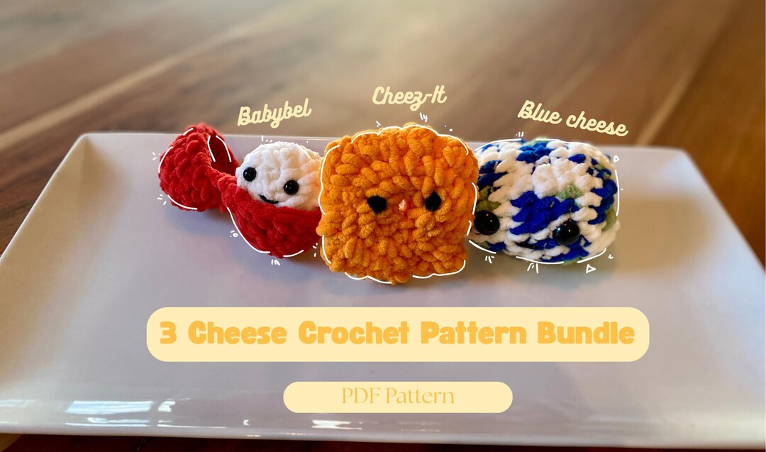3 Cheese Crochet PDF Pattern, Crochet Amigurumi, Low-sew, No-sew ...