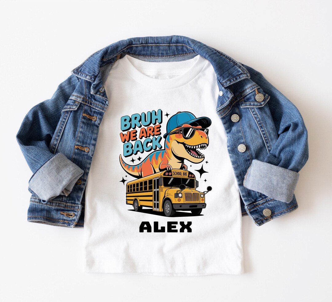 Custom Back to School Dinosaur T-shirt, Funny T-rex School Bus Shirt ...