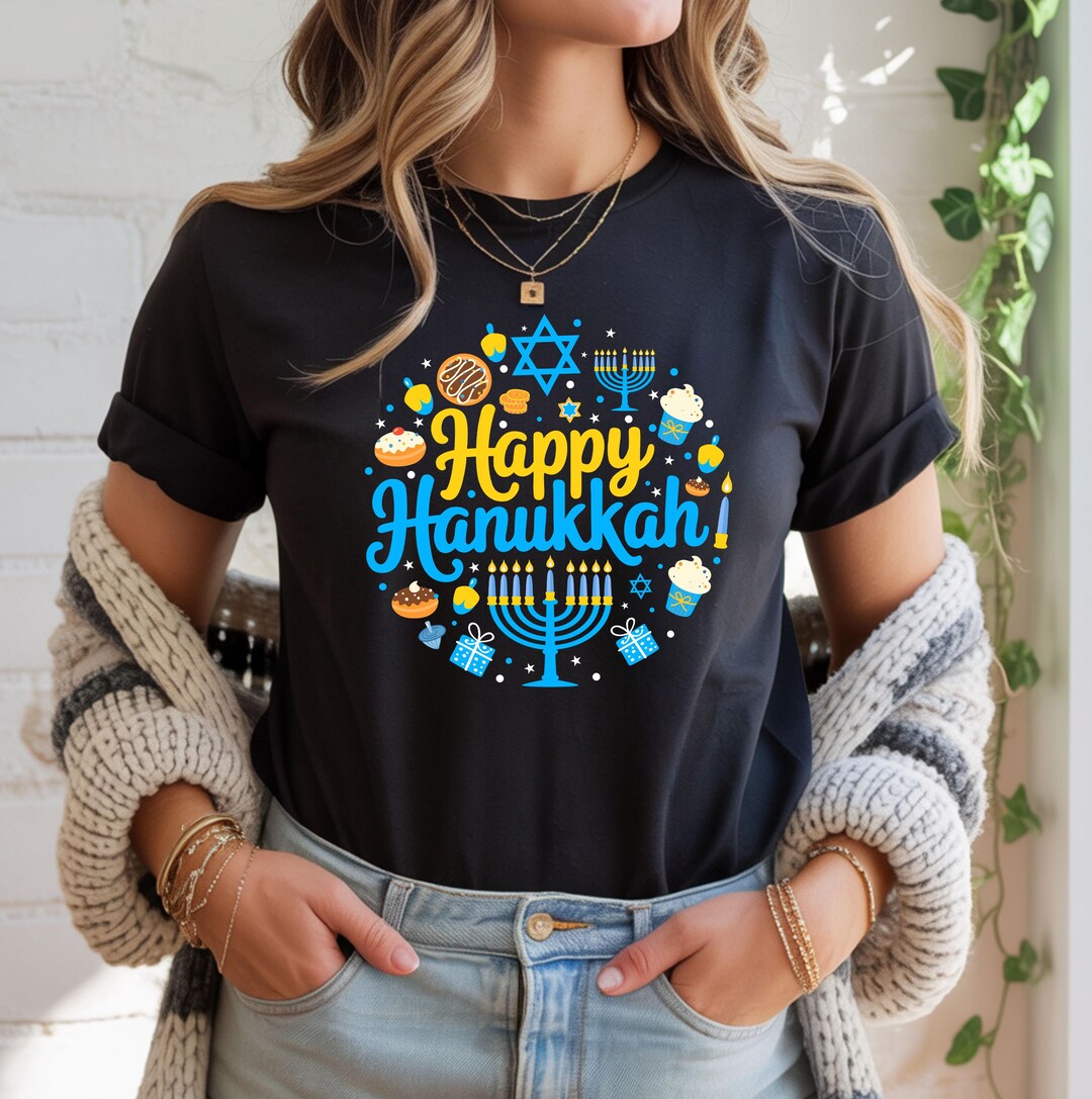 Happy Hanukah Shirt, Hanukkah Menorah Shirt, Jewish Holiday Tee ...