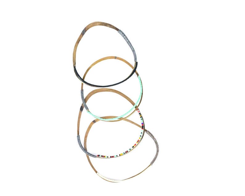 Brass Beaded Elliptical Bangle - Etsy