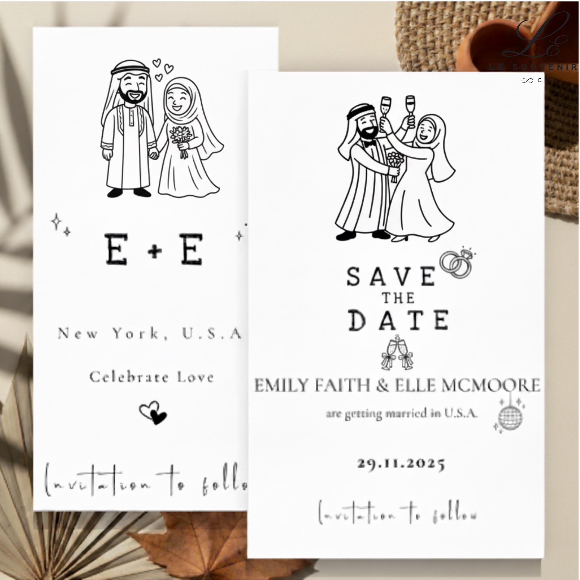 Arab Wedding Clipart Bundle | Muslim Couple Line Art PNG Icons ...
