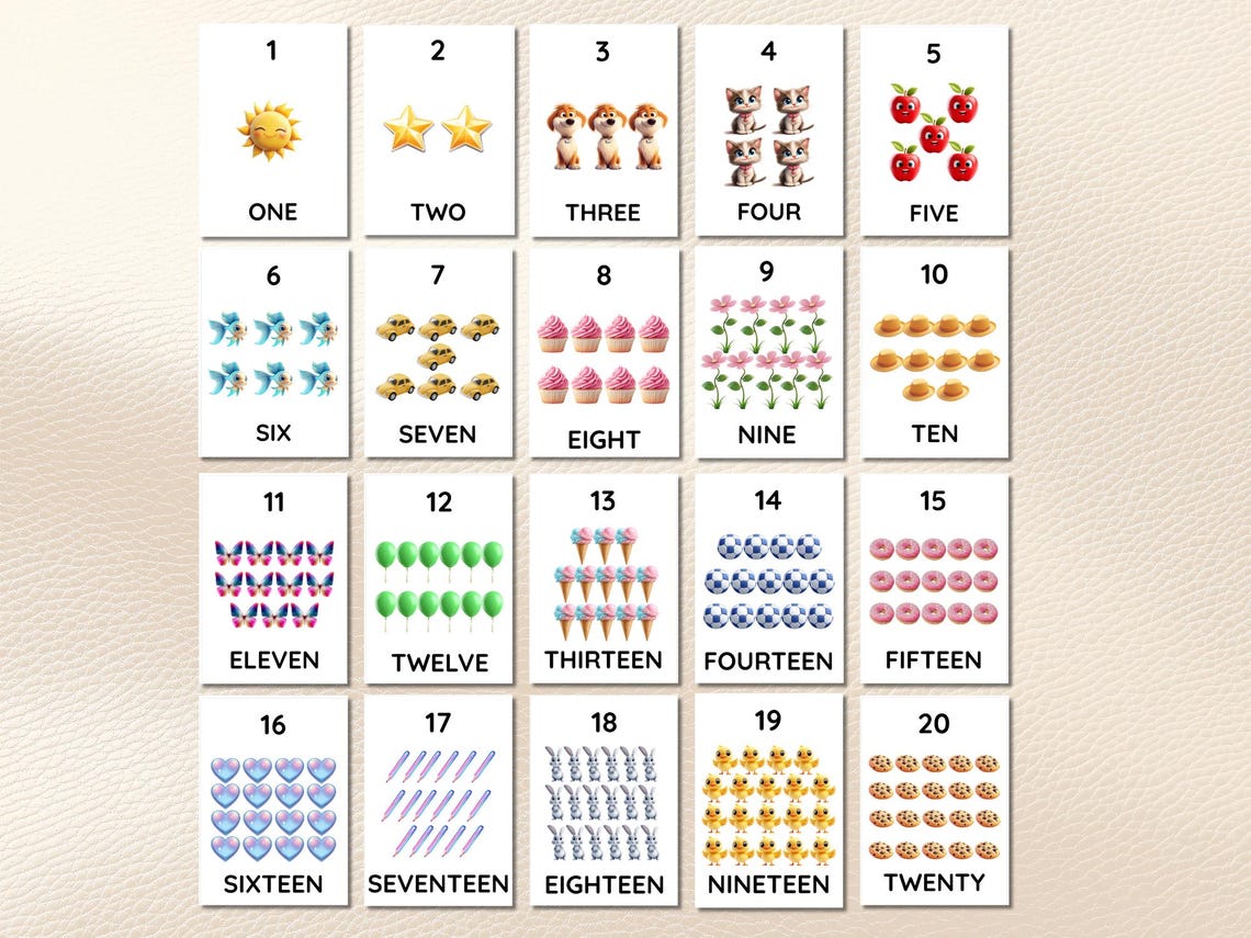 Numbers 1–20 Flashcards Printable PDF – Big and Small Cards – Preschool ...