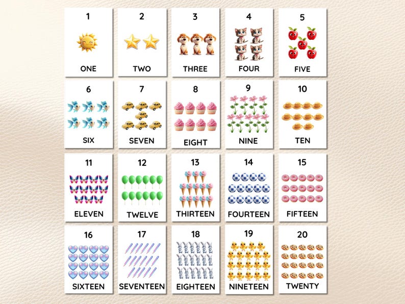 Numbers 1–20 Flashcards Printable PDF – Big and Small Cards – Preschool ...