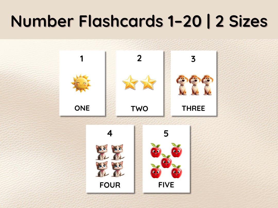 Numbers 1–20 Flashcards Printable PDF – Big and Small Cards – Preschool ...
