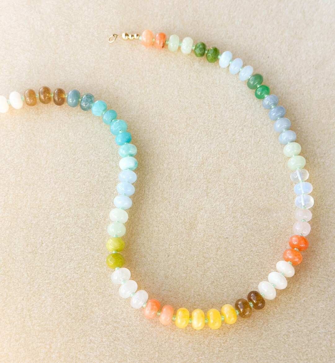 Jubilee Candy Gemstone Necklace - Colorful Rondelle Beads - Gold Filled ...