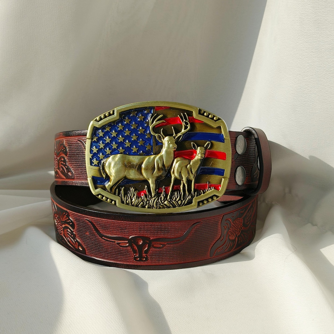 Deer-shaped Belt Buckle | Durable Denim Gift | Western Cowboy Style ...