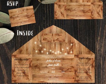 Barn Door Wedding Invitation - Etsy UK