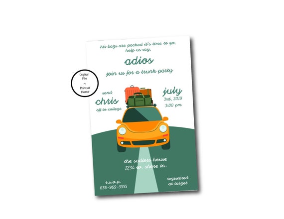 Trunk Party - Going Away to College Party - College Send Off Invitation ...