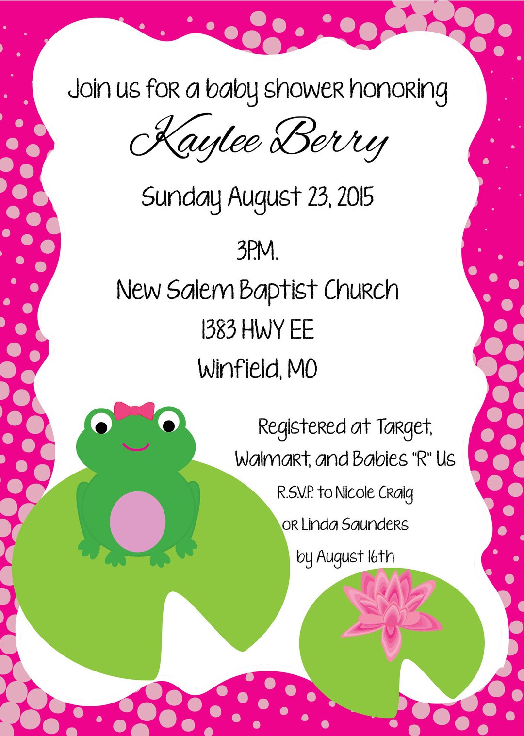 Frog Baby Shower Invitation 8 Pack Girl Lilly Pad - Etsy