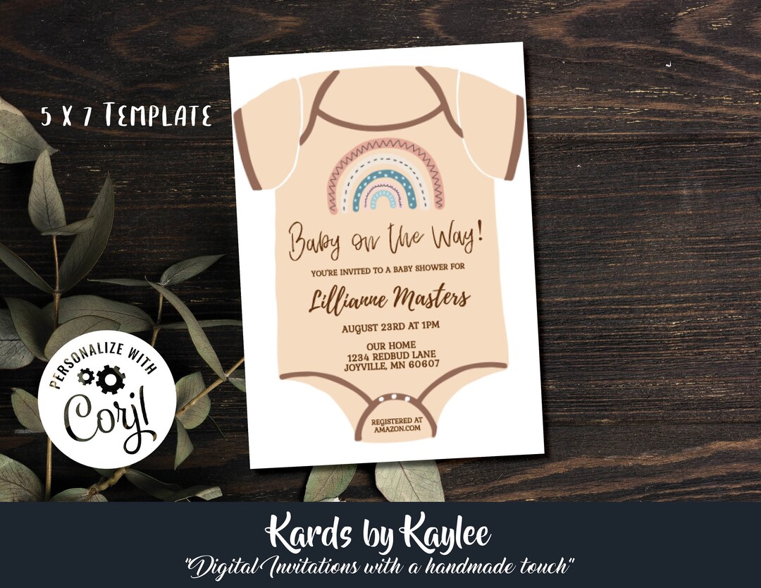Boho Rainbow Baby Shower Invitation Instant Access Editable - Etsy