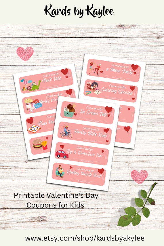 Printable Valentine's Day Coupon Book for Kids - Gift for Son, Daughter ...