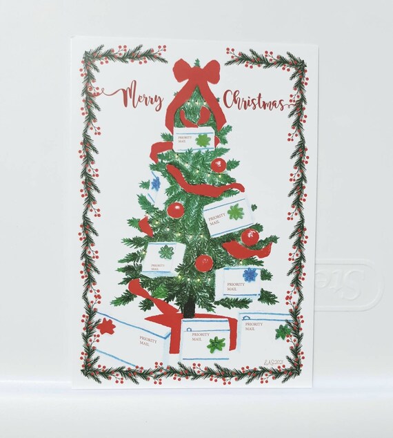 Postal Thank you Cards Postcard from Mail Carrier NEW 2021 Tree ...