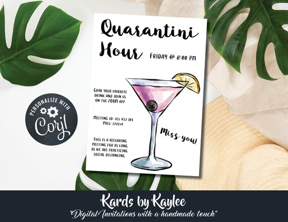 Virtual Happy Hour Invitation Instant Download Template by Kards by ...